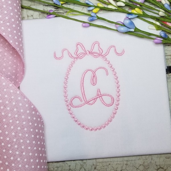 Monogram Frame with Bow Machine Embroidery Design