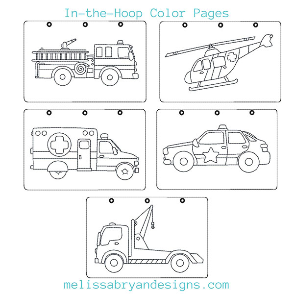 ITH Embroidery Color Pages First Responder Design Set