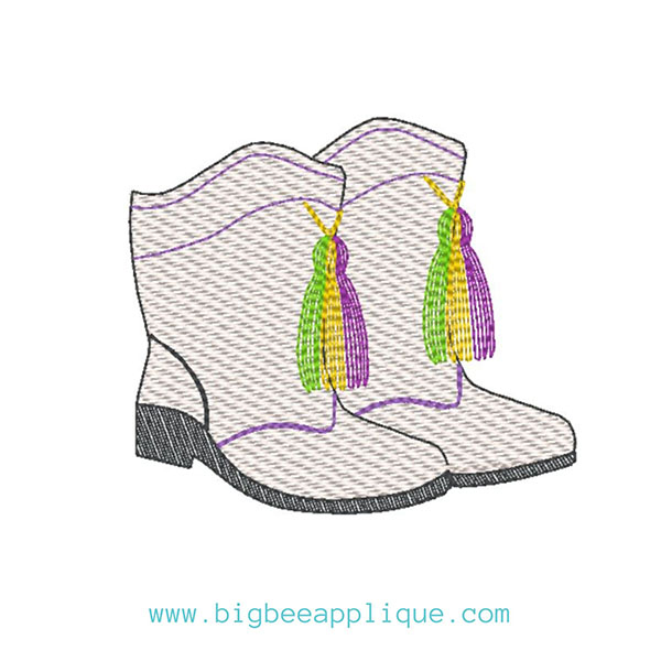Mardi Gras Marching Boots Machine Embroidery Design, Mini Embroidery Design