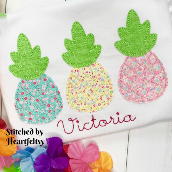 Pineapple Trio Machine Applique Design - Digital Download