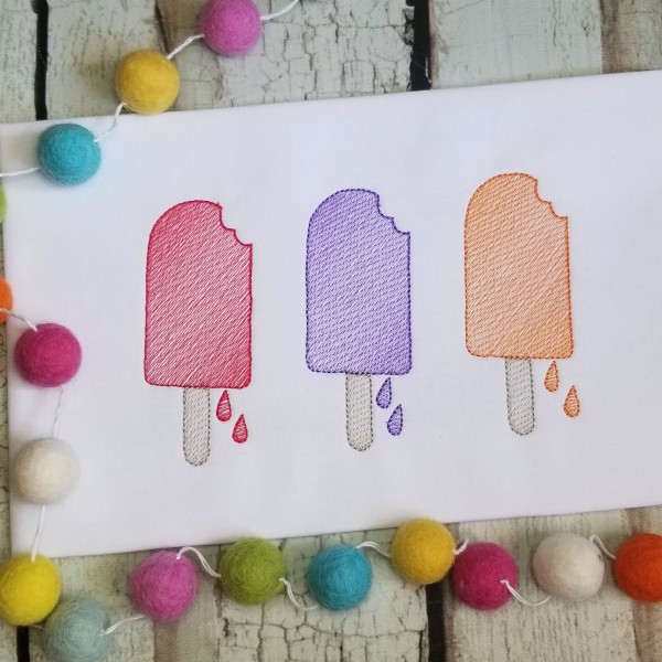 Popsicle Machine Embroidery Design - Sketch Stitch - Digital Download