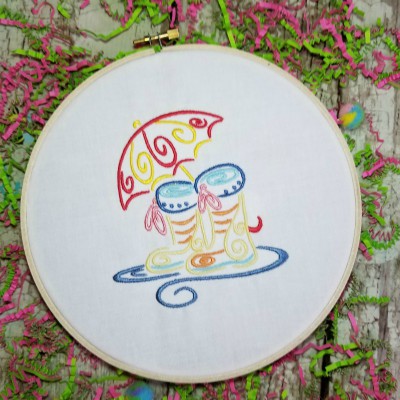 Summer Rain Boots Machine Embroidery Design - Digital Download