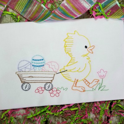 Vintage Stitch Easter chick Machine Embroidery Design - Digital Download