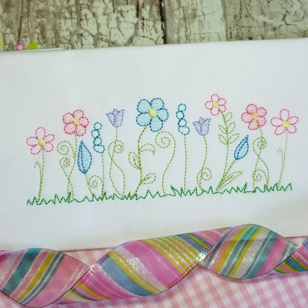 Wildflowers Machine Embroidery Design - Vintage Stitch- Digital Download