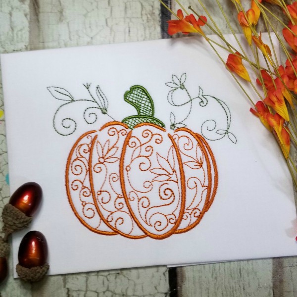 Filigree Pumpkin Machine Embroidery Design - Digital Download