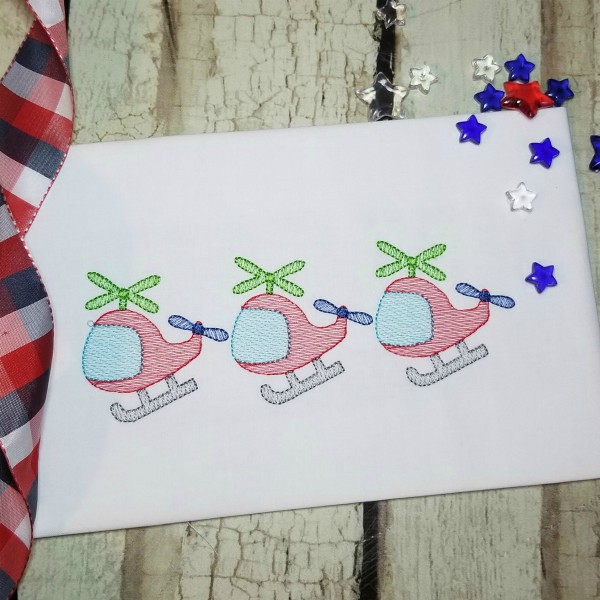 Helicopter trio Machine embroidery Design - Digital Download