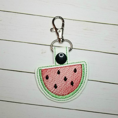 Watermelon snap tab key fob Machine Embroidery Design - Digital Download