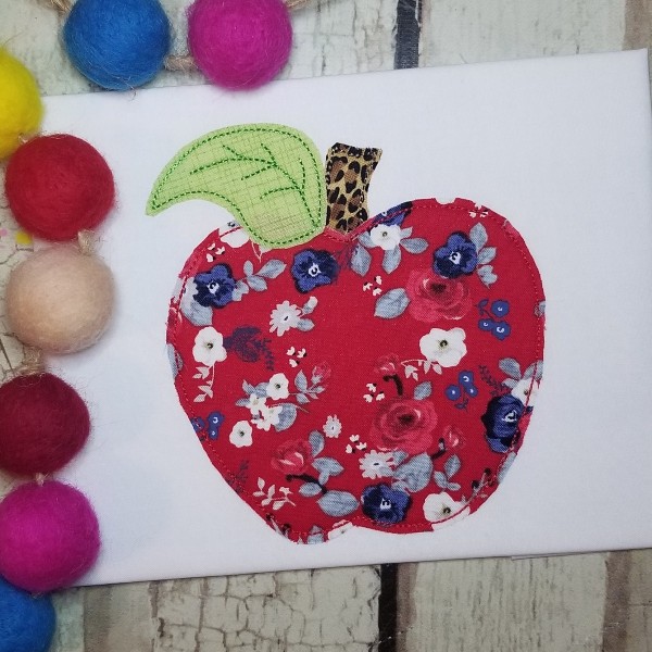 Apple Machine Applique Design for Back to School Embroidery Projects