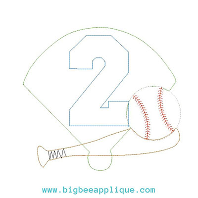 2nd Birthday Baseball Machine Applique Design