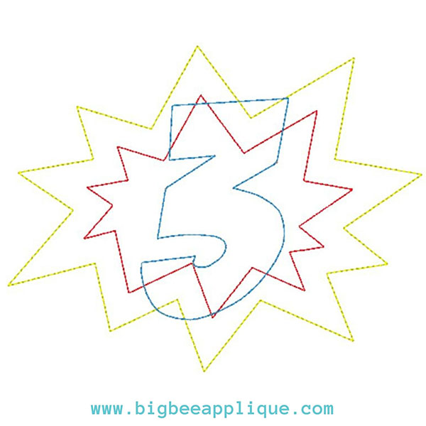 Superhero Birthday Number Applique Design, 3rd Birthday Machine ...