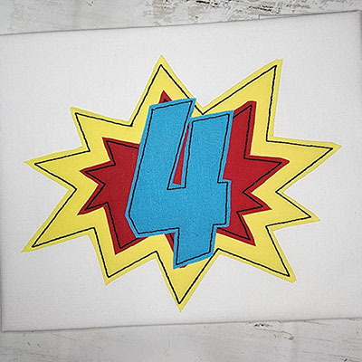 4th Birthday Machine Applique Embroidery Design, Superhero Number 4 ...