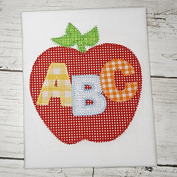 ABC Apple Machine Applique Design for Back to School Embroidery Projects