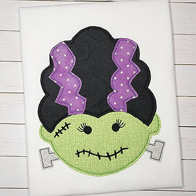 Frankenstein Bride Machine Applique Design, Halloween Applique Design