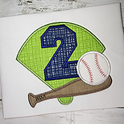 Baseball Birthday Applique, 2nd Birthday Machine Applique Design