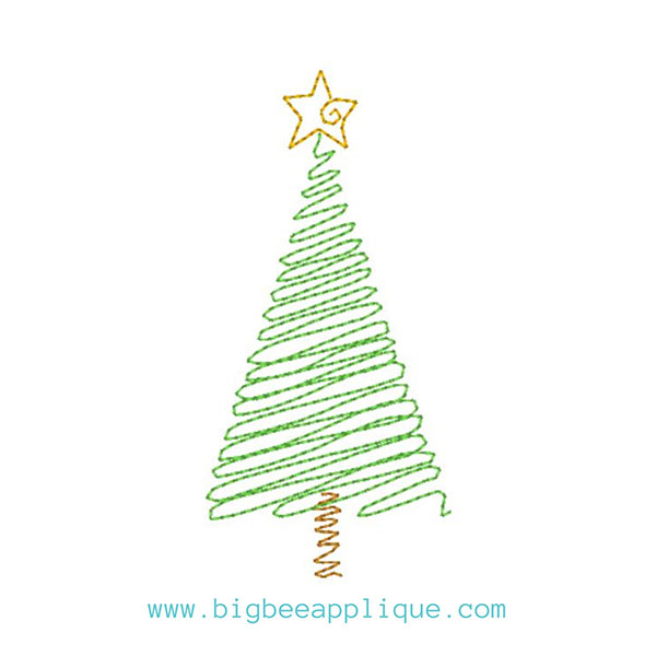 Scribble Christmas Tree Embroidery Design for Machine Embroidery