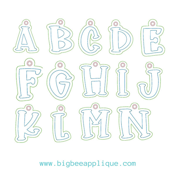 In the Hoop Embroidery Key Fob Font Set