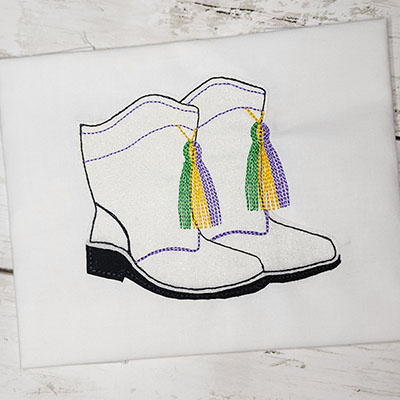 Mardi Gras Marching Boots Machine Applique Design